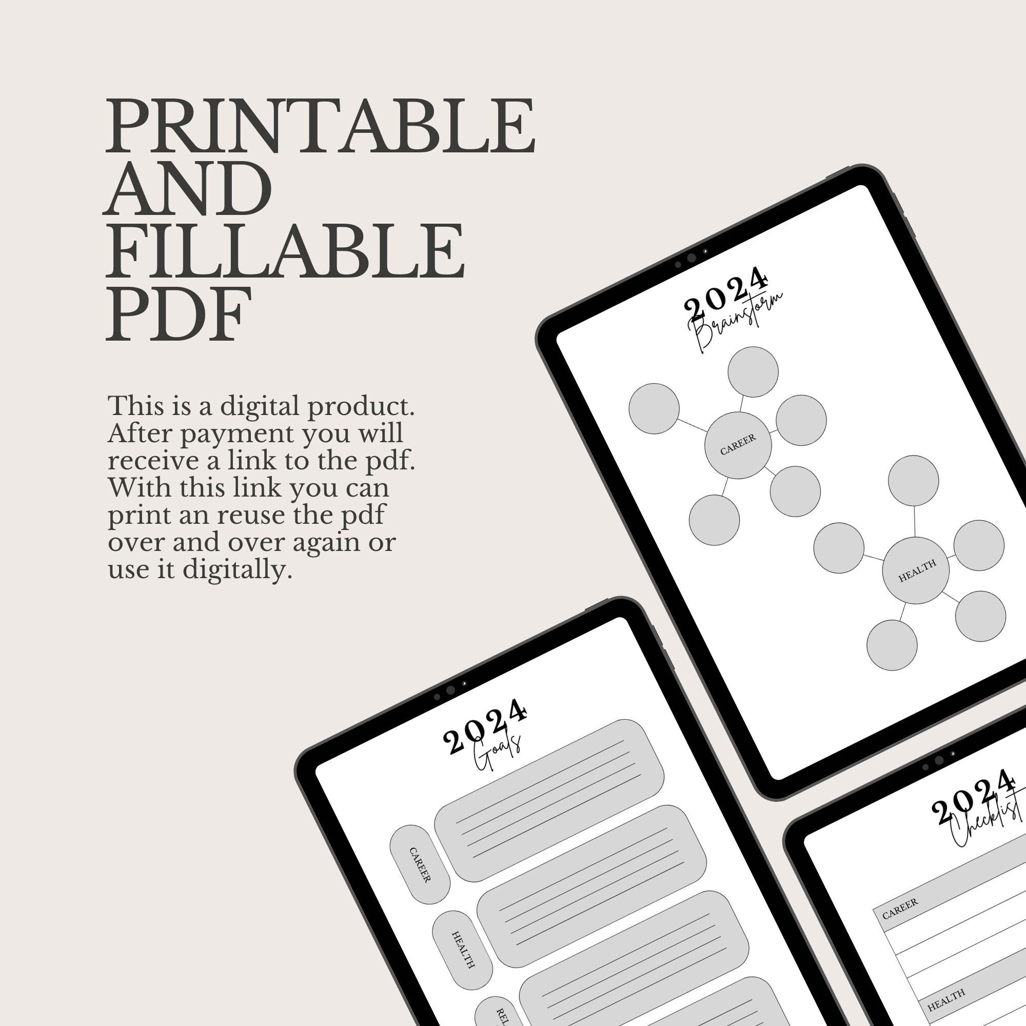 Goal Setting Printables for 2024 | Goal Planner | Digital Planner 2024 ...