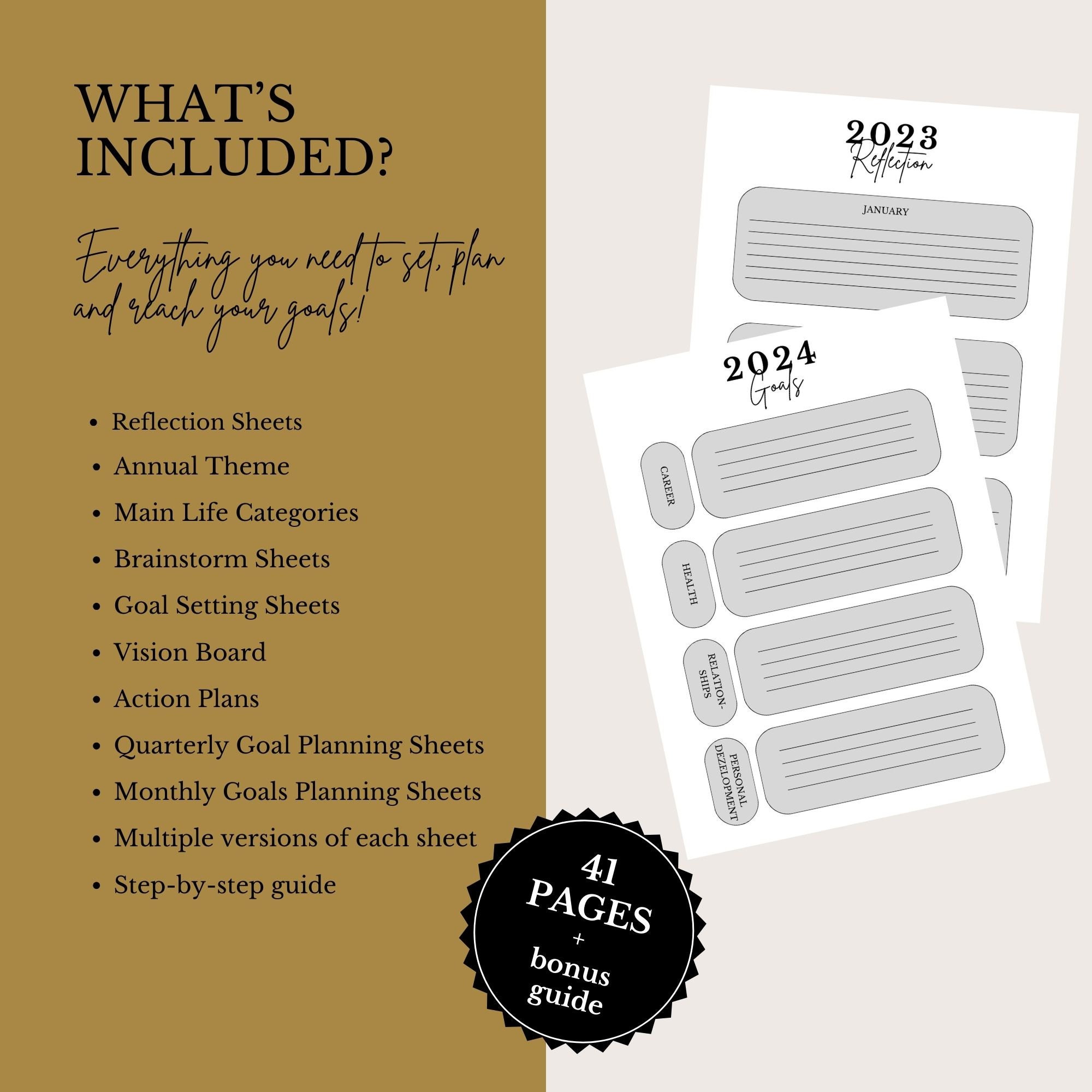 Goal Setting Printables for 2024 | Goal Planner | Digital Planner 2024 ...