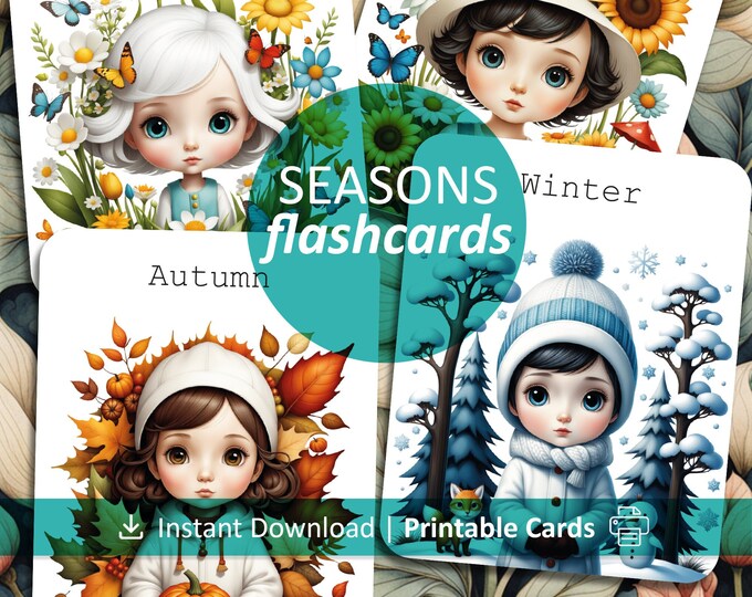 ESL Beginner Flashcards for Kids - Four Seasons Flashcards - Winter ...
