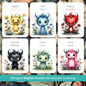 Emotions Flashcards for Kids | Printable Bilingual French-english Cards ...
