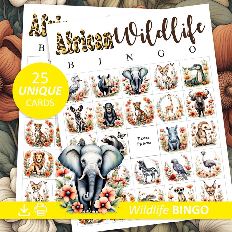 African Wildlife Bingo Game | Printable Animal Bingo for Kids | Safari ...