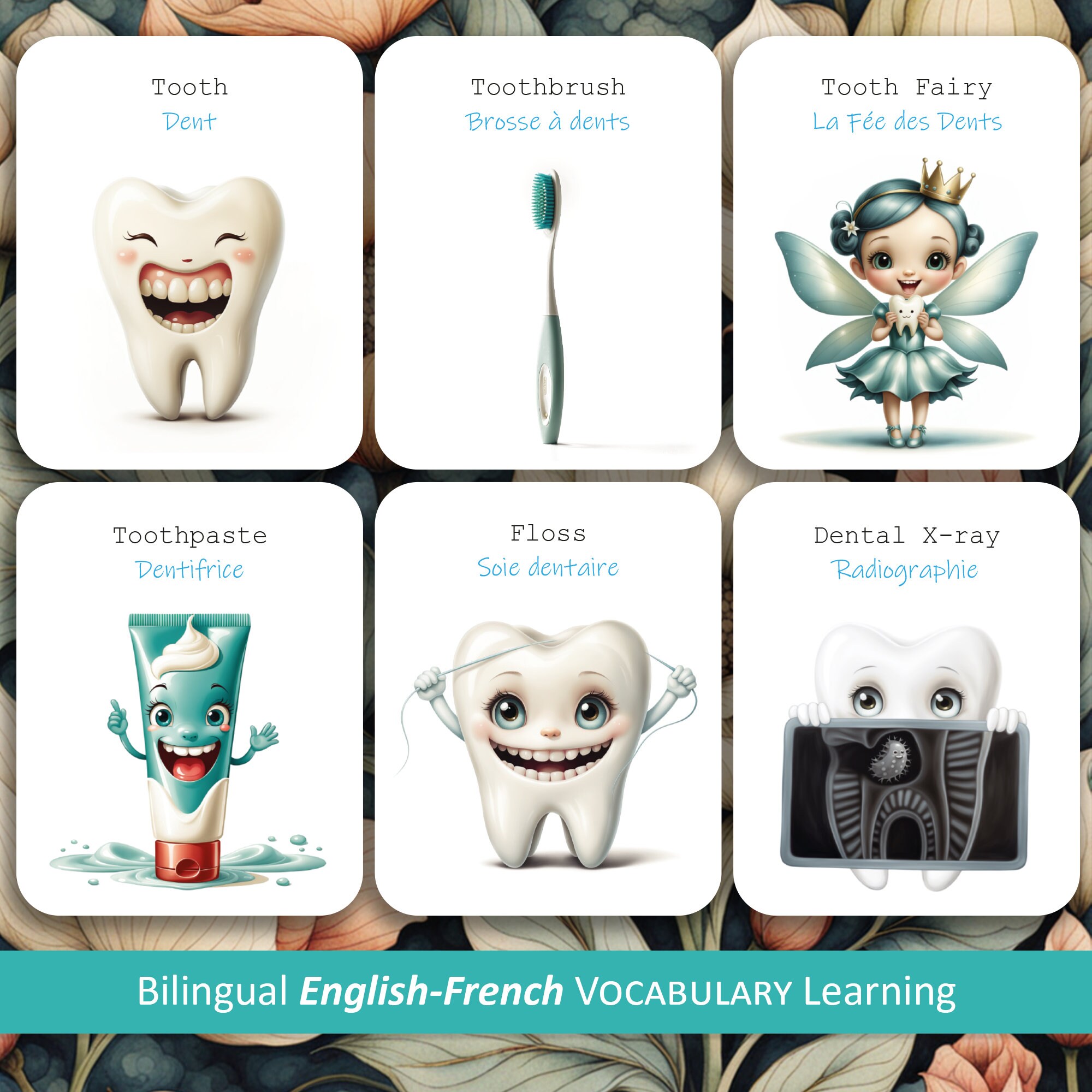 Bilingual Dental Health Flashcards English & French Educational ...