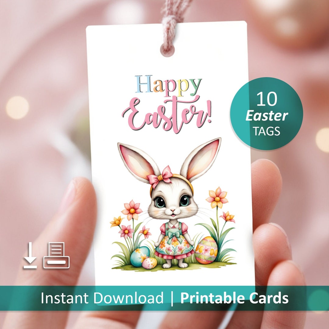 Easter Bunny Printable Gift Tags - Adorable Bunny Gift Tag Set for ...