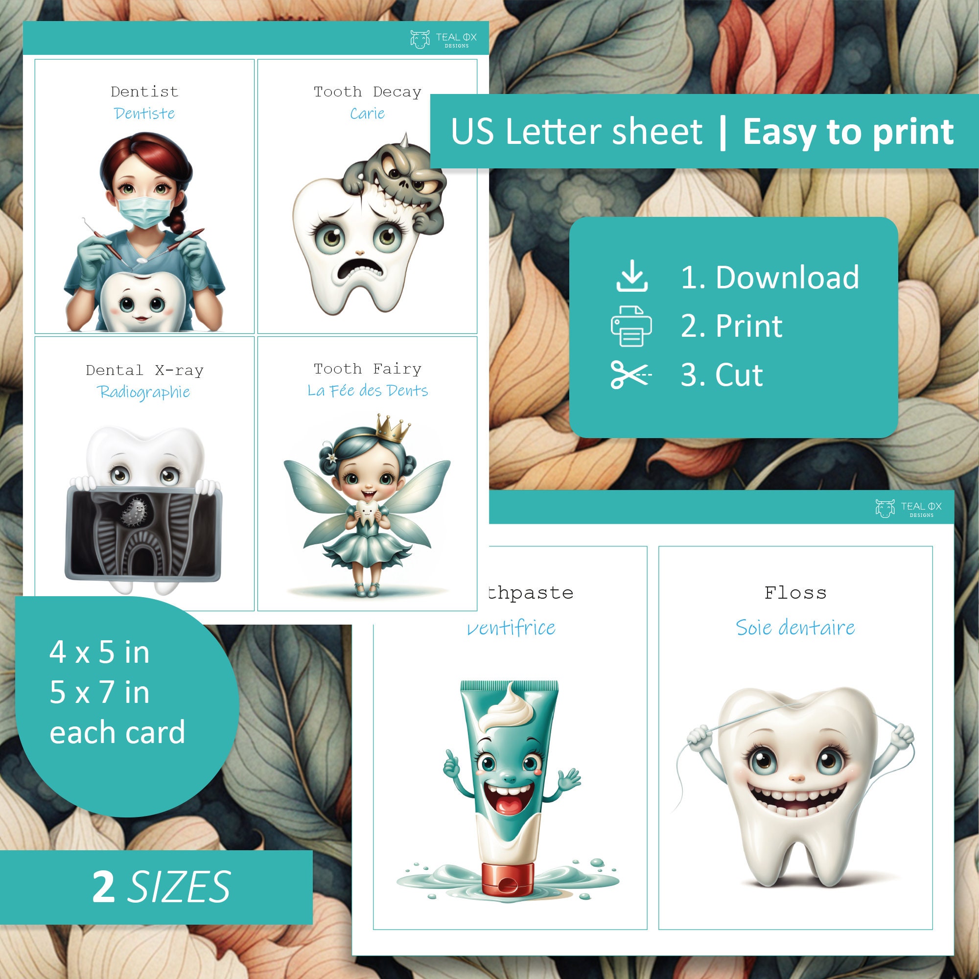 Bilingual Dental Health Flashcards English & French Educational ...