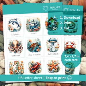 Sea Animals Memory Game, Printable Ocean Matching Cards for Kids, Fun ...