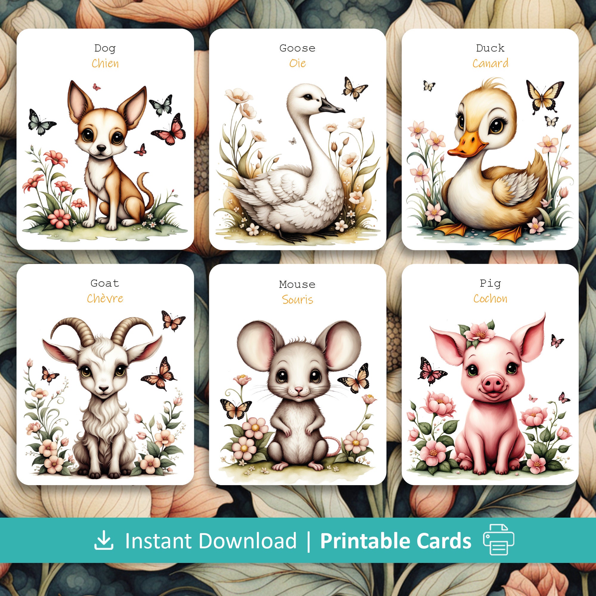 Farm Vocabulary Flashcards - English & French - Educational Flashcards ...