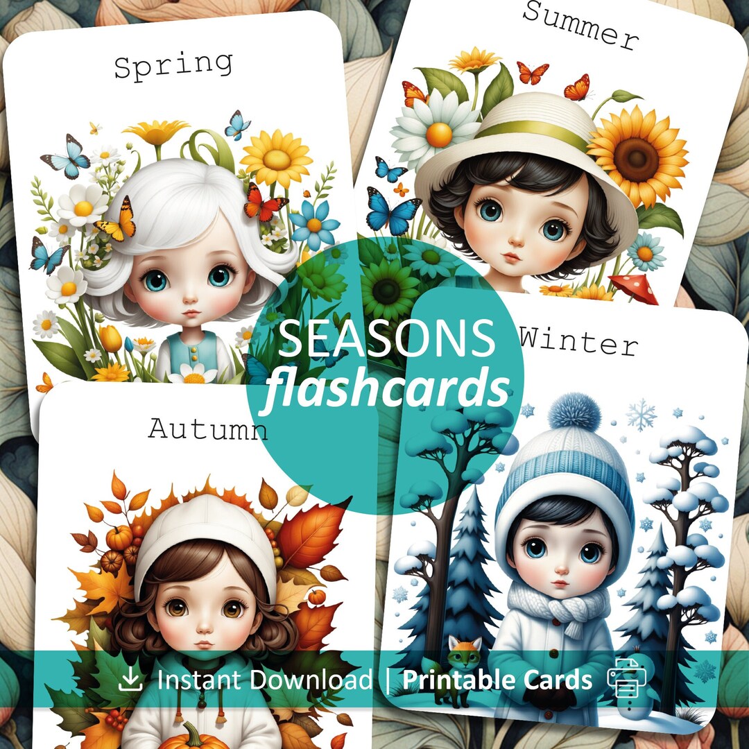 Printable Seasons Flashcards With Fun Facts | Educational Seasonal ...