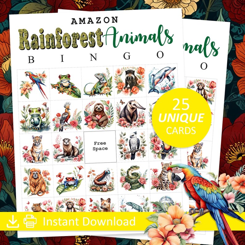 Amazon Rainforest Animals Bingo: Kids Jungle Game (digital Download) - Etsy
