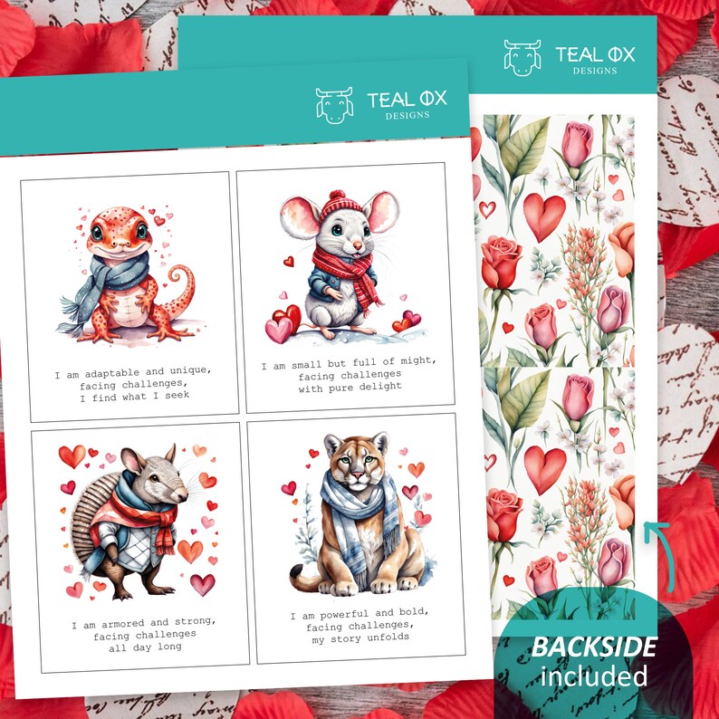 Forest Animals Affirmation Cards Valentine's Day Edition Motivational ...