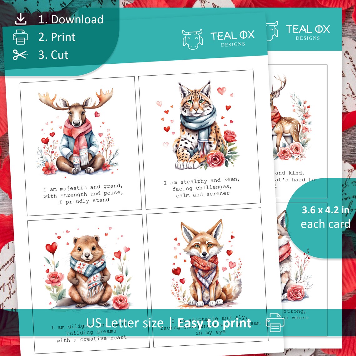 Forest Animals Affirmation Cards - Valentine's Day Edition ...