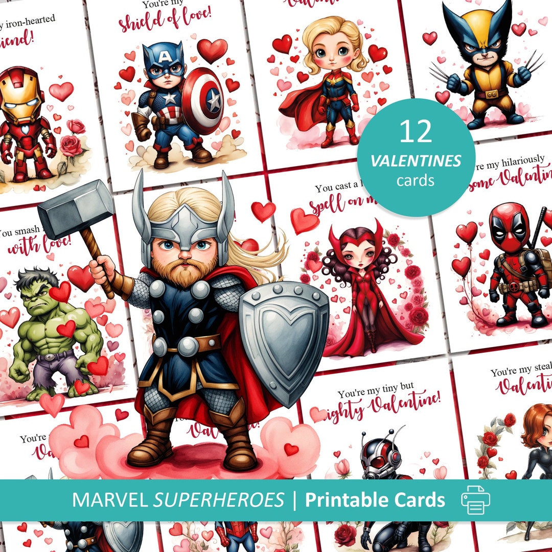 Marvel Superhero, Valentine's Day Printable Cards - Kids Exchange ...
