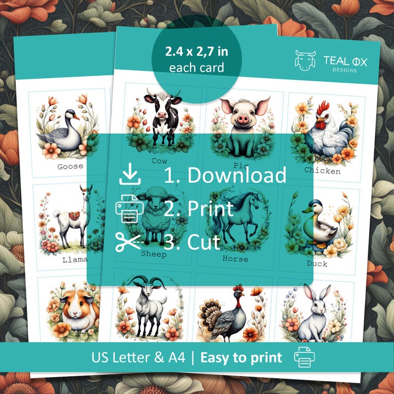 Farm Animals Memory Game | Printable Matching Game for Kids ...