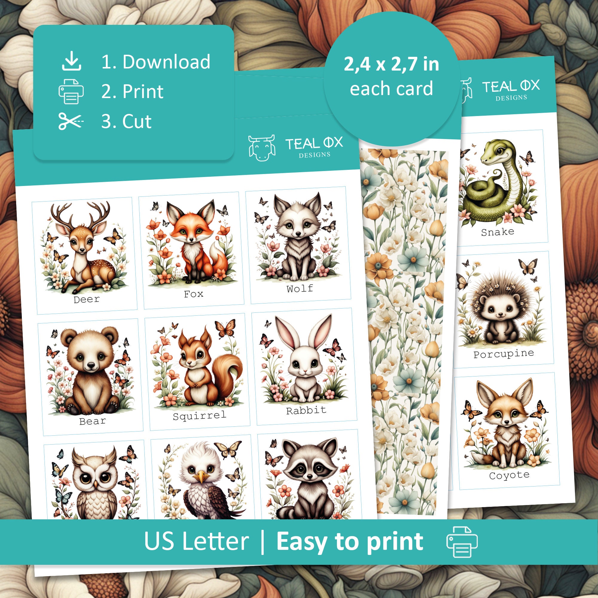 Forest Animals Memory Game - Printable Matching Game for Kids, Nature ...