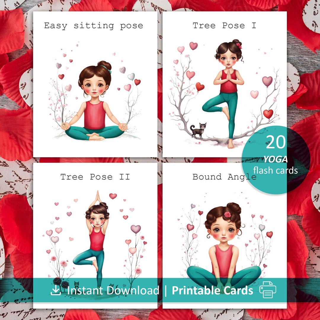 Yoga Flashcards for Kids | Illustrated Poses With Cute Girl ...