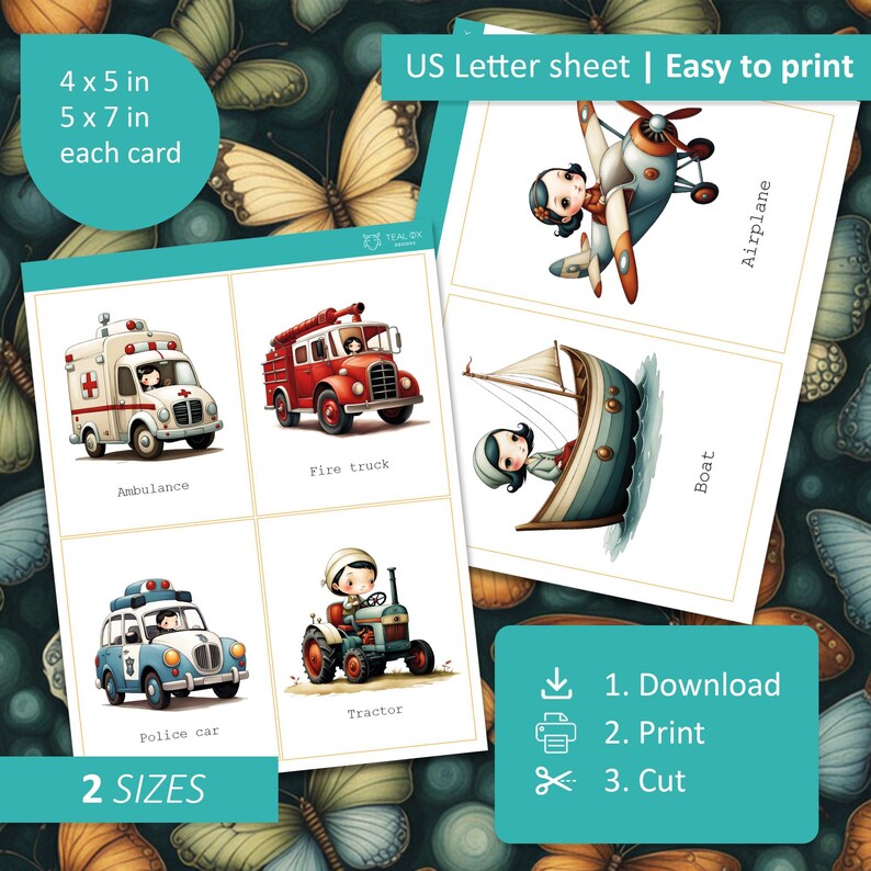 Vehicle Flashcards for Toddlers: Transportation Learning Cards (digital ...