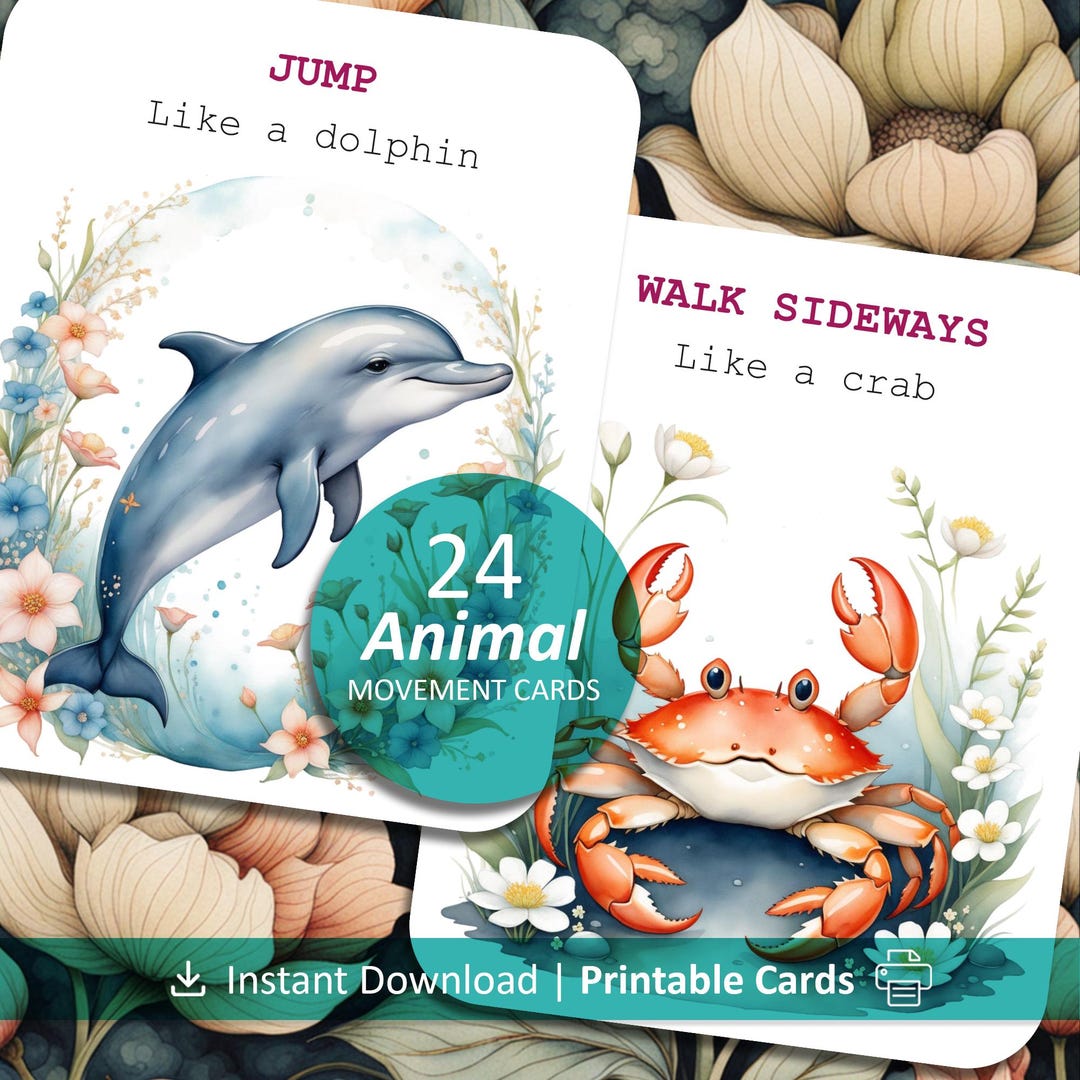 Animal Movement Flashcards: Gross Motor Activity Cards (printable) - Etsy