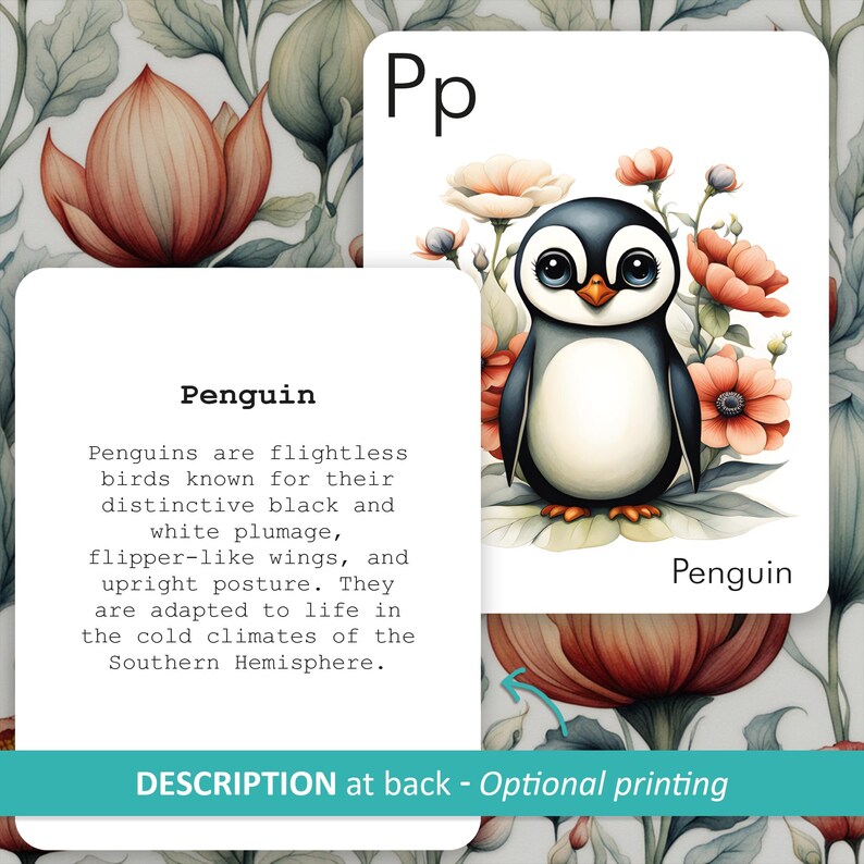 Animal Alphabet Flashcards: Montessori Homeschool Printable (PDF) - Etsy