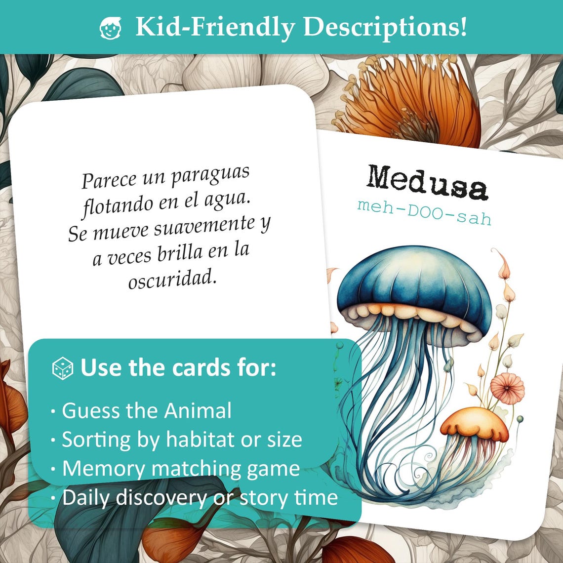 Spanish Sea Animals Flashcards Printable, Ocean Animal Cards in Spanish ...