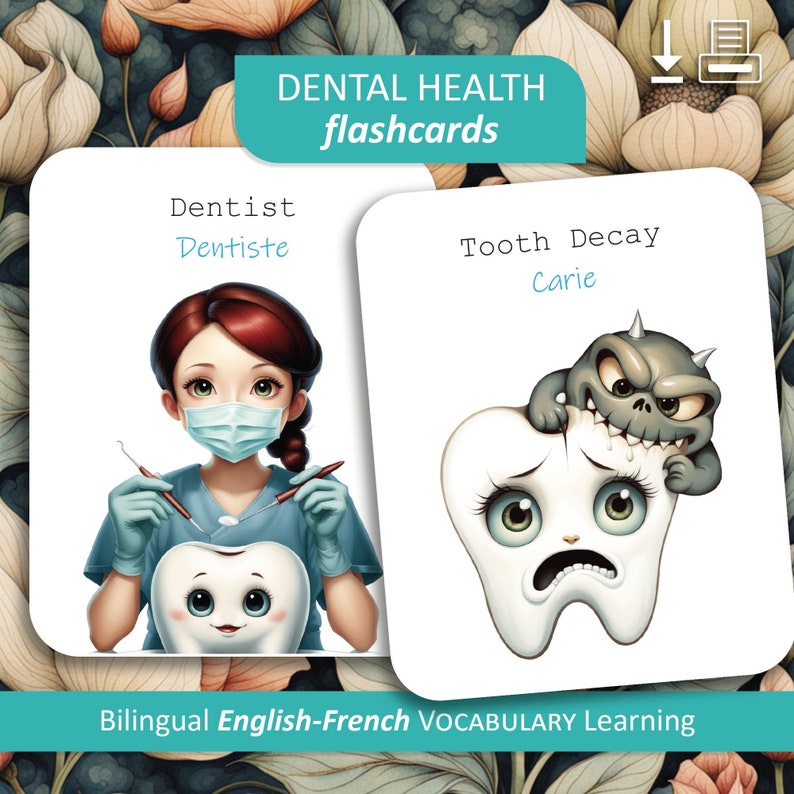 Bilingual Dental Health Flashcards English & French Educational ...