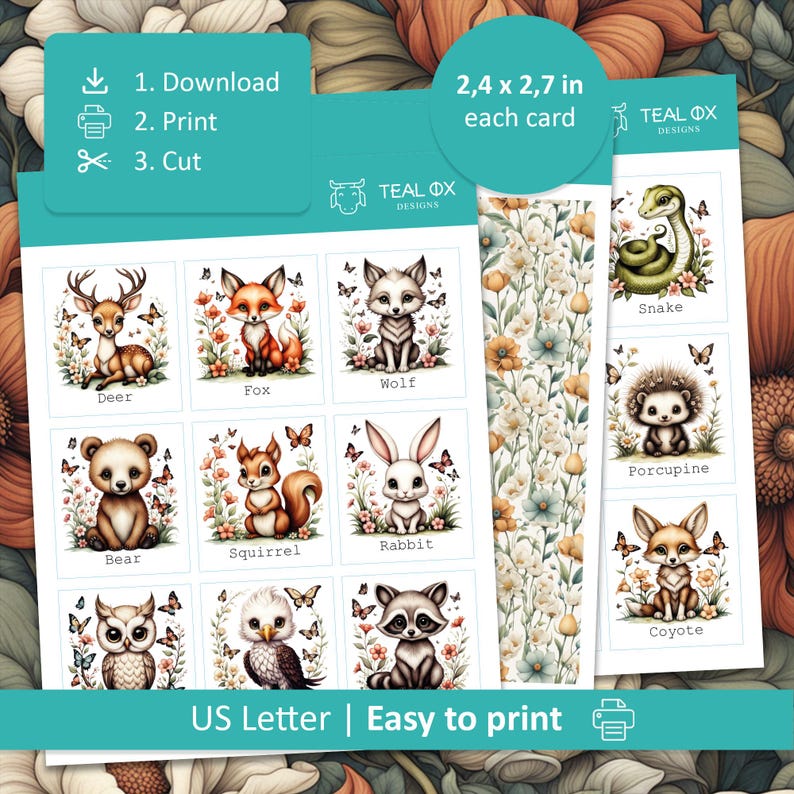 Forest Animals Memory Game, Printable Matching Game for Kids ...
