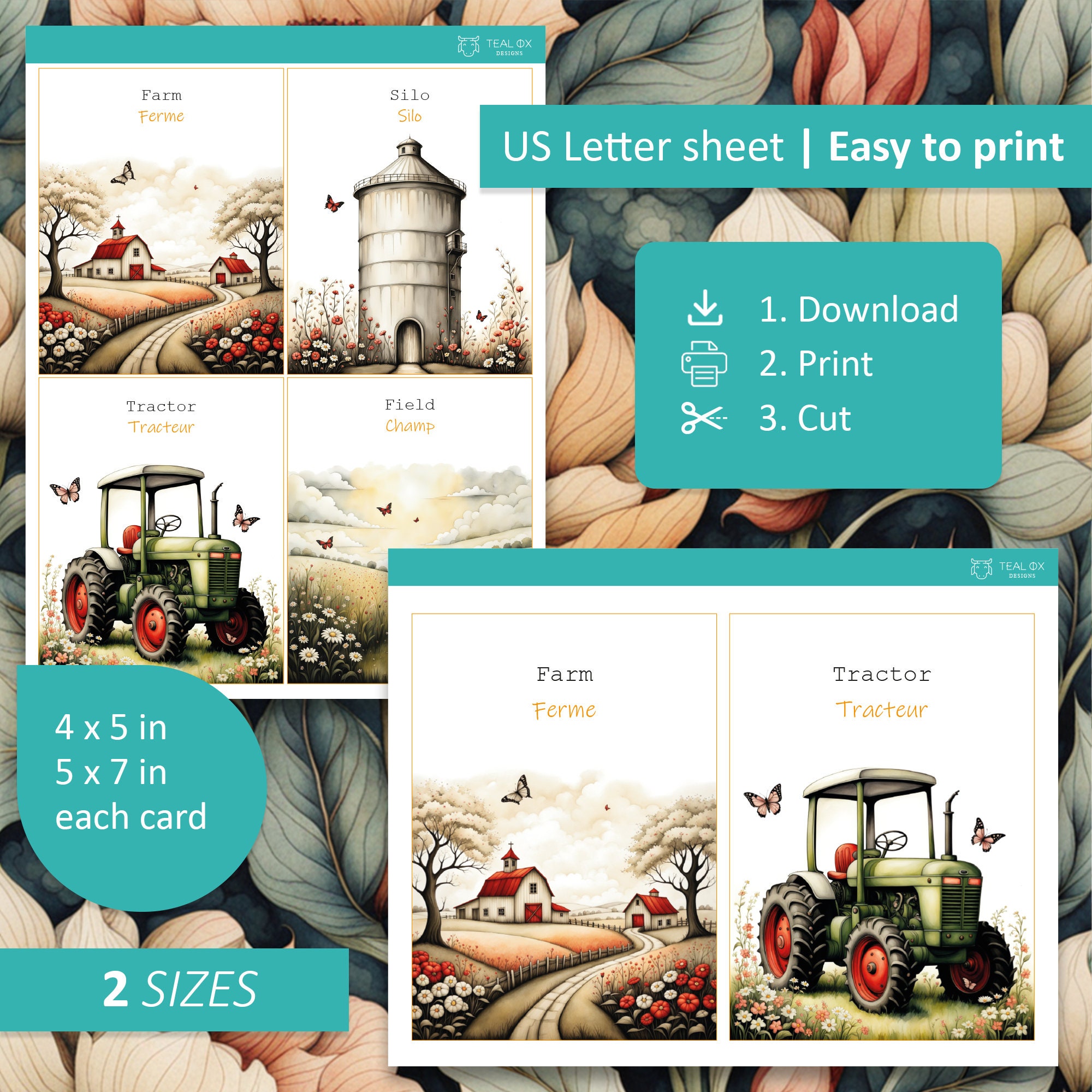 Farm Vocabulary Flashcards - English & French - Educational Flashcards ...
