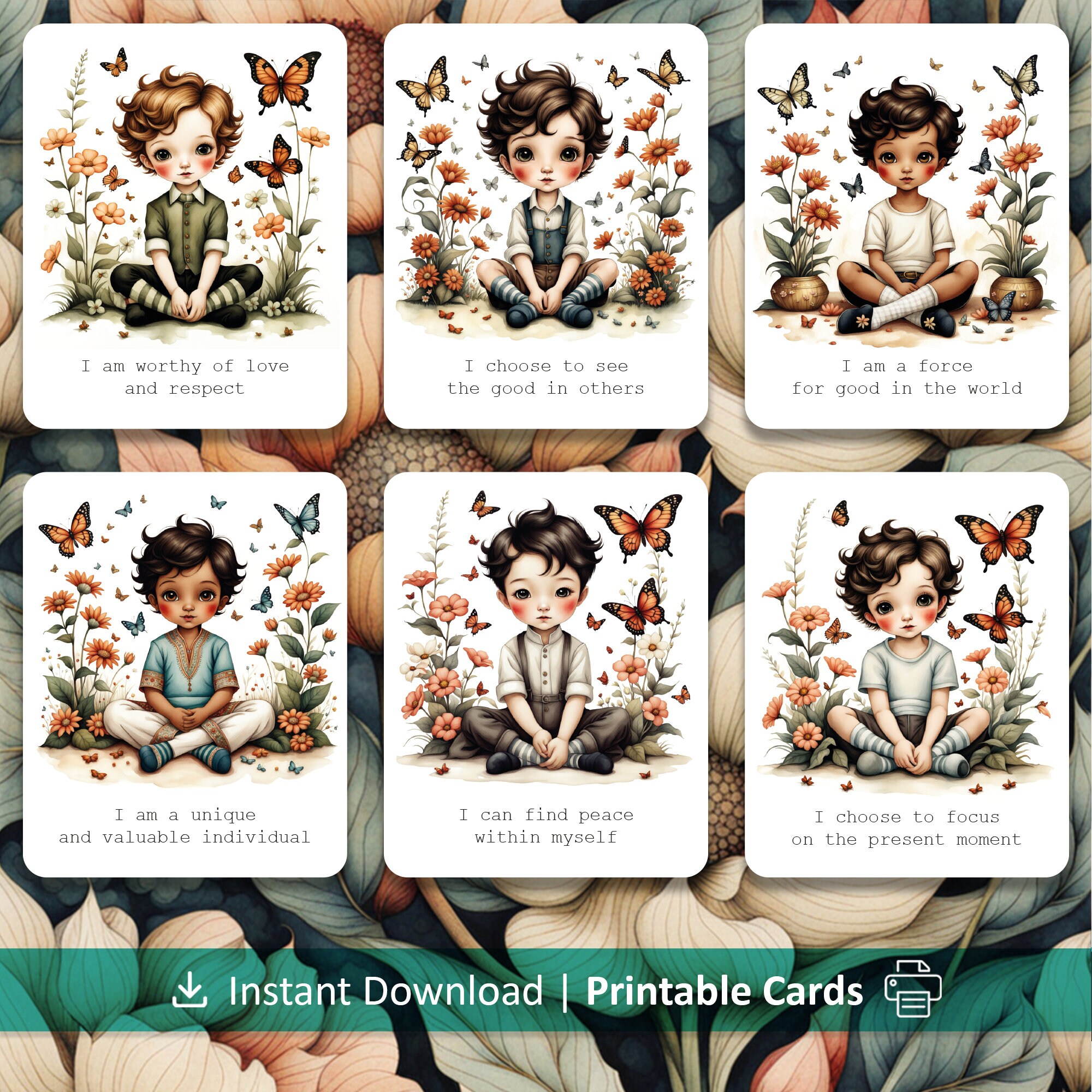 Mindfulness Mantras Flashcards for Kids Charlotte Mason Inspired ...