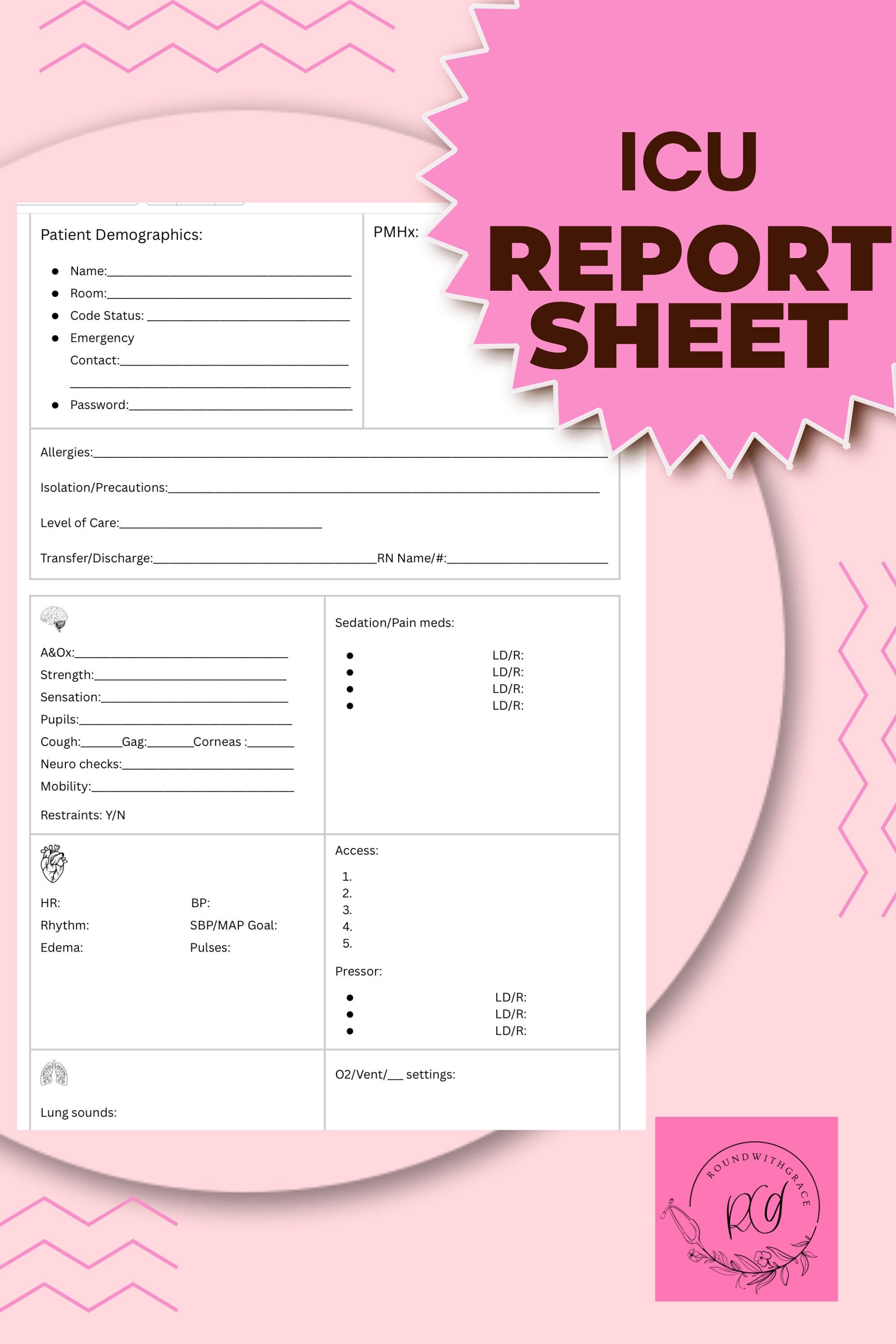 Nursing ICU/IMC Report Sheet - Etsy