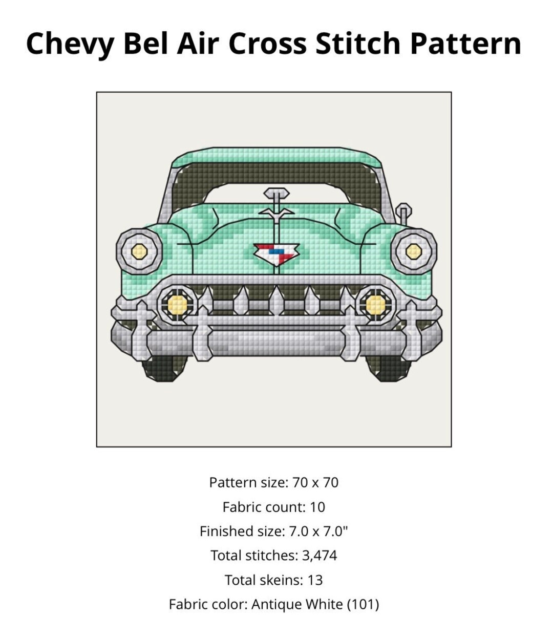 Chevrolet Bel Air Vintage Car Cross Stitch Pattern - Etsy