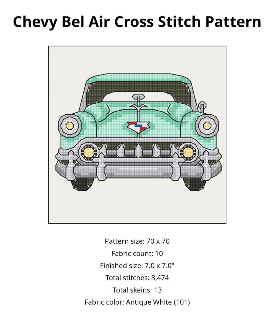 Chevrolet Bel Air Vintage Car Cross Stitch Pattern - Etsy