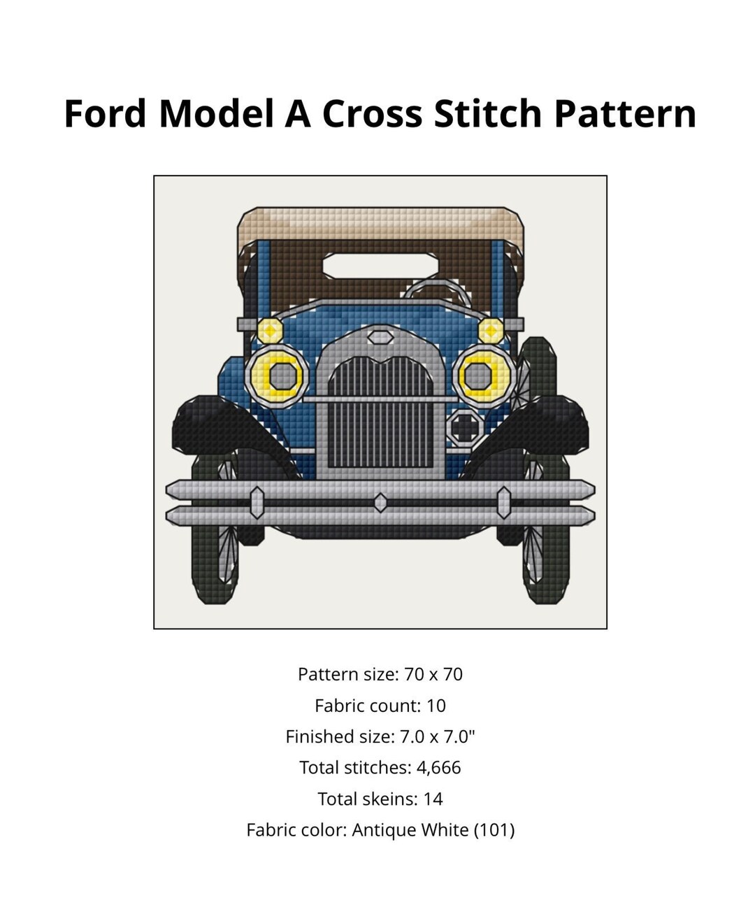 Ford Model A Antique Car Cross Stitch Pattern - Etsy