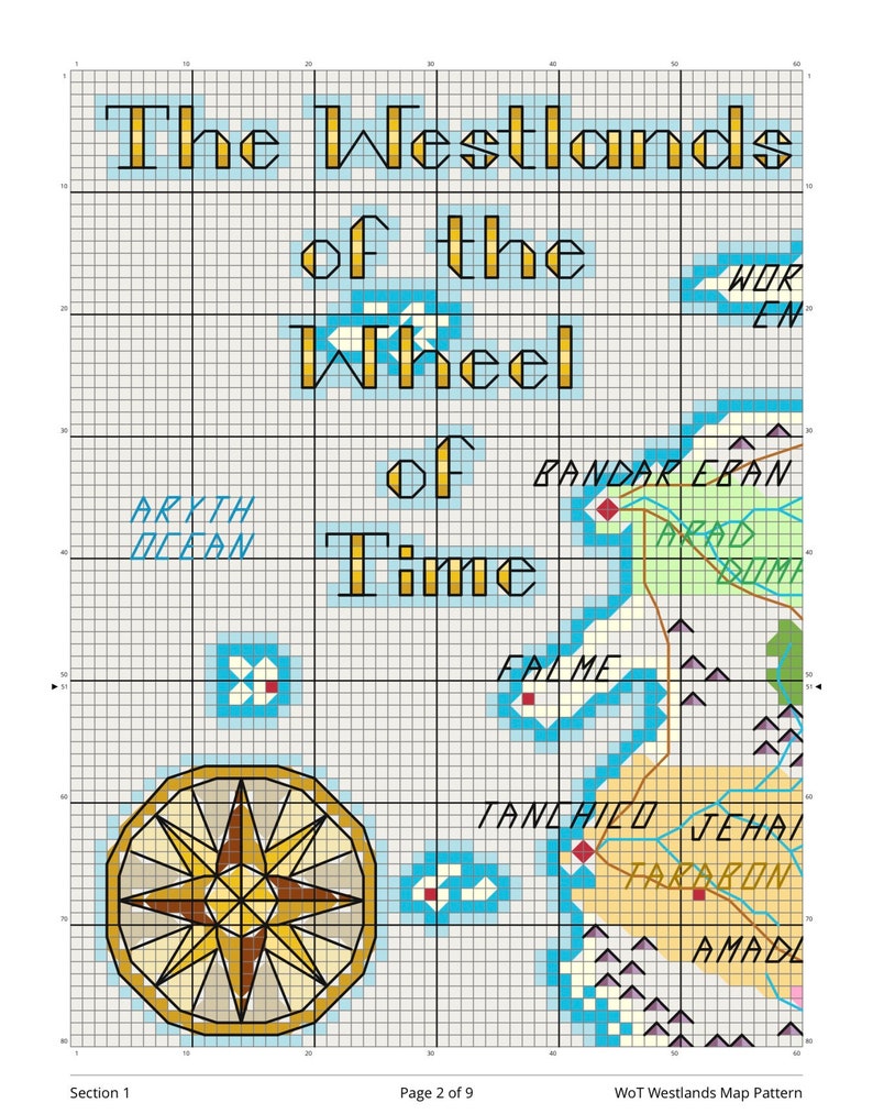 Wheel of Time Westlands Map Cross Stitch Pattern PDF - Etsy