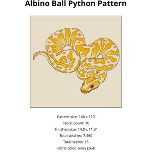 Ball Python Cross Stitch Pattern PDF (normal + Albino Morph Versions ...