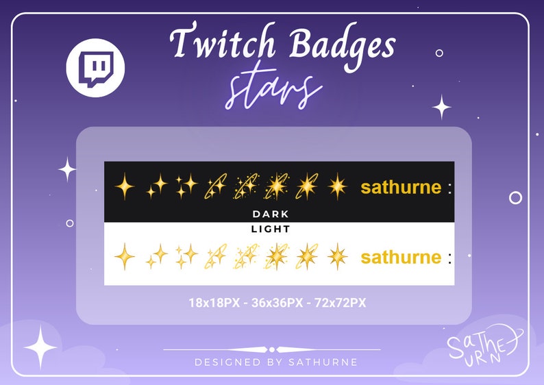 8 Sub Badge Twitch Stars / Stars / Comet / Space / Golden / Cosmic - Etsy
