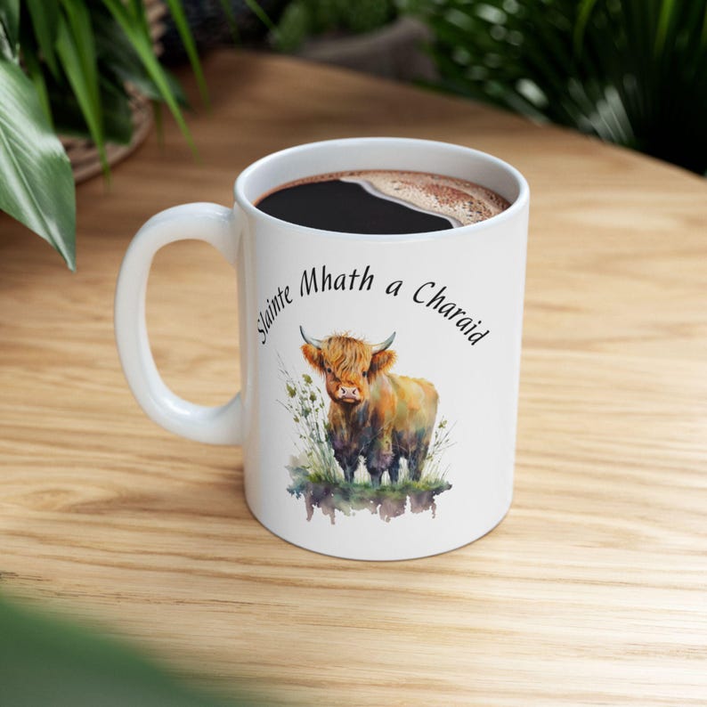 Highland Cow Mug, Scottish Gaelic, Slainte Mhath Gift - Etsy