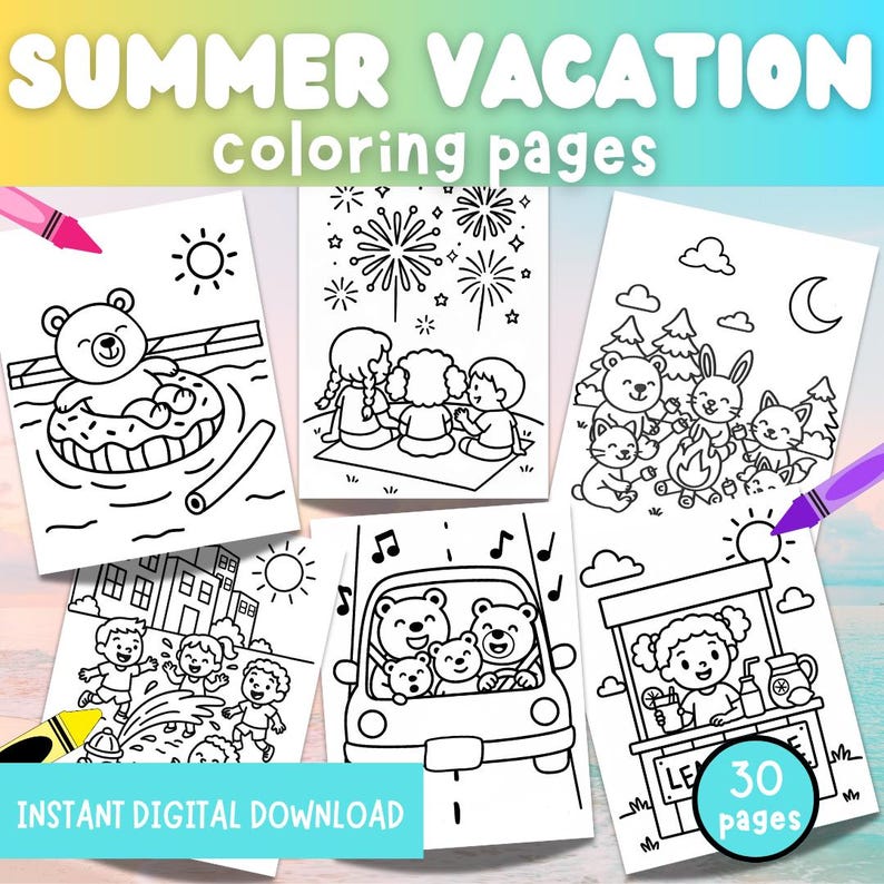 30 Summer Vacation Printable Coloring Pages Summer Vacation Printables ...