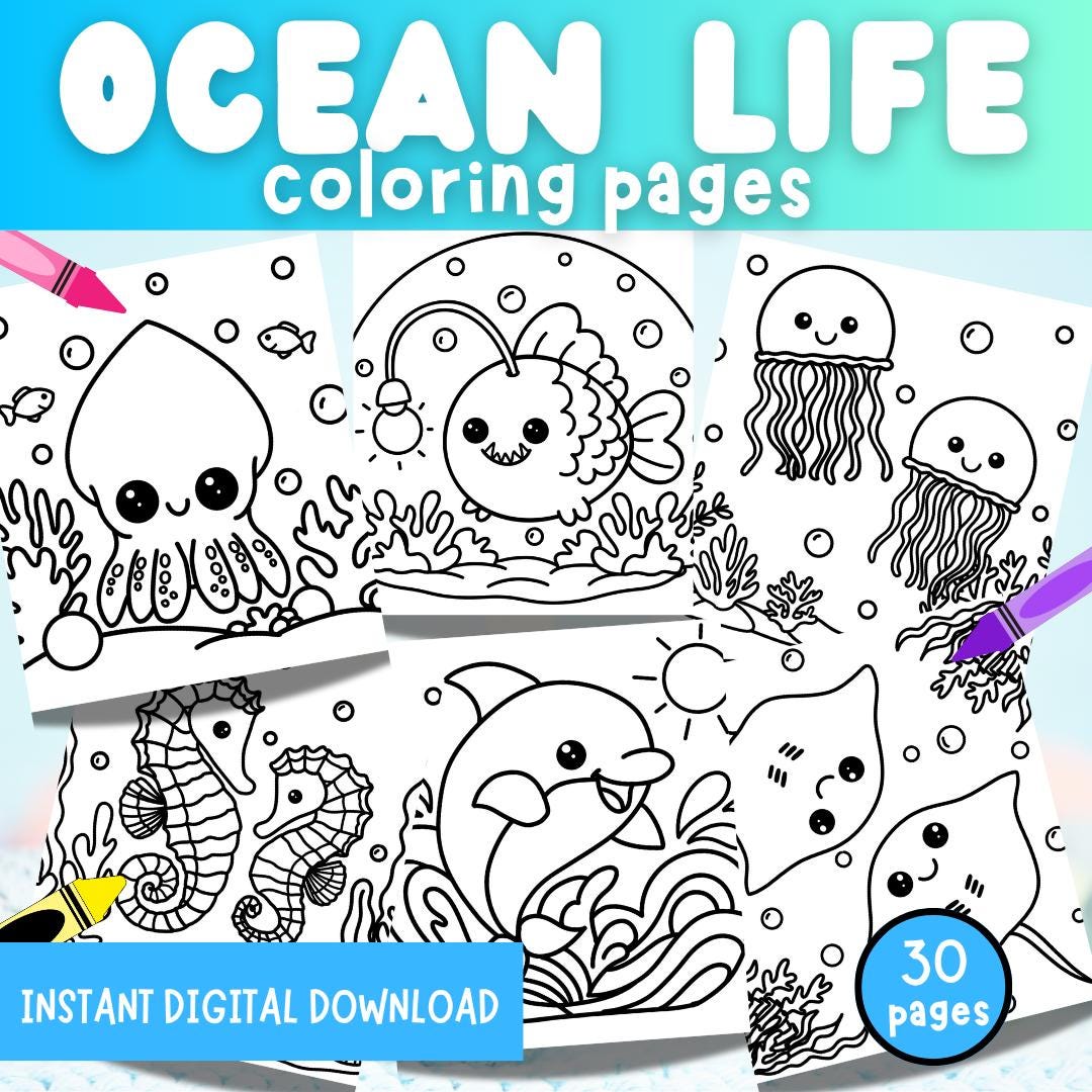 30 Ocean Printable Coloring Pages Under the Sea Printables – Coloring ...