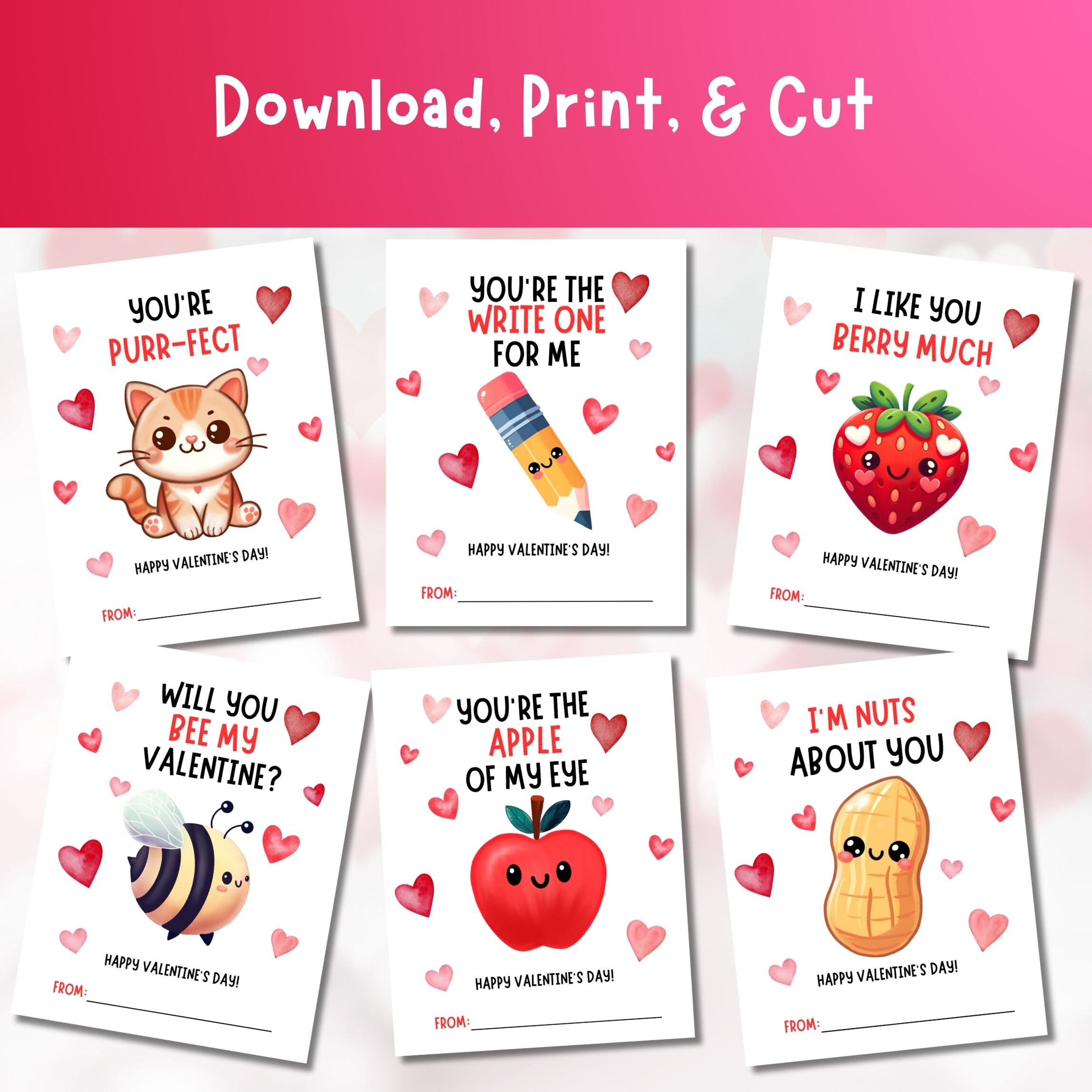 12 Printable Valentine's Day Cards Cute Valentines Funny Valentines for ...