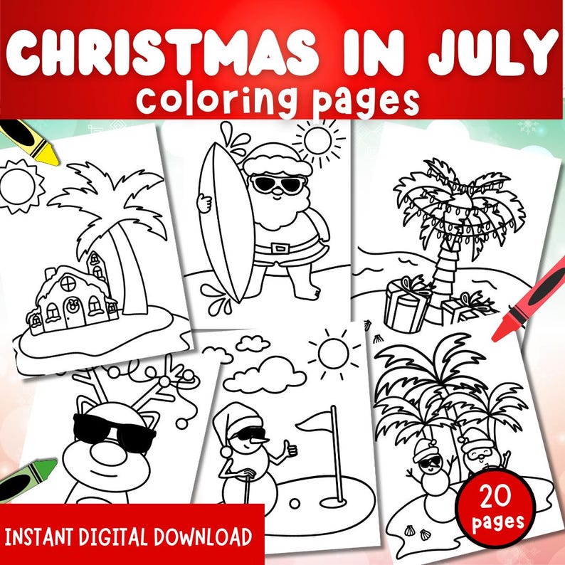 20 Christmas in July Printable Coloring Pages Kids Christmas Printable ...