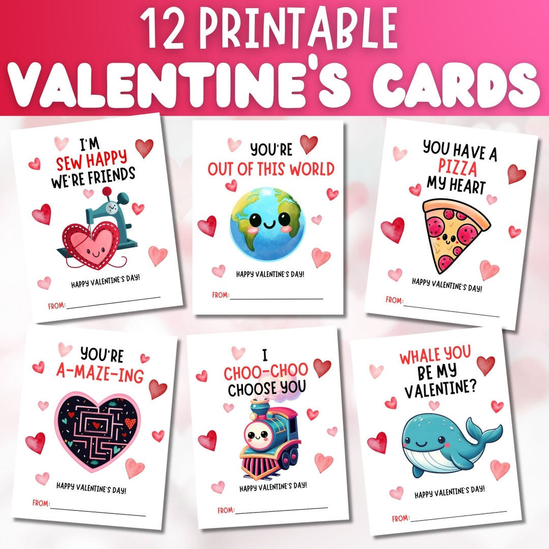 12 Printable Valentine's Day Cards Cute Valentines Funny Valentines for ...
