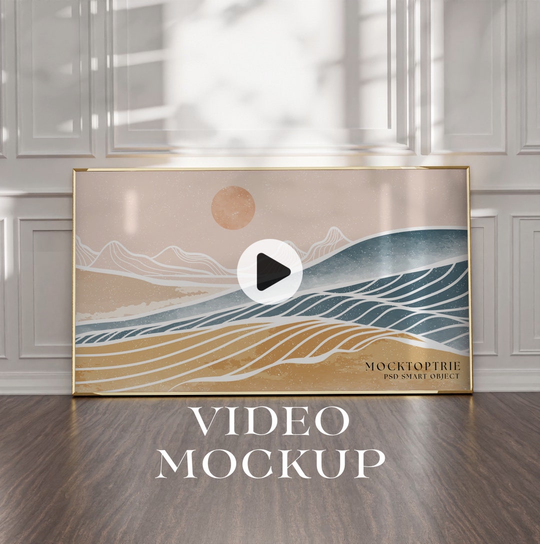 16:9 Video TV Frame Mockup, Animated Frame Mockup, PSD Smart Object ...