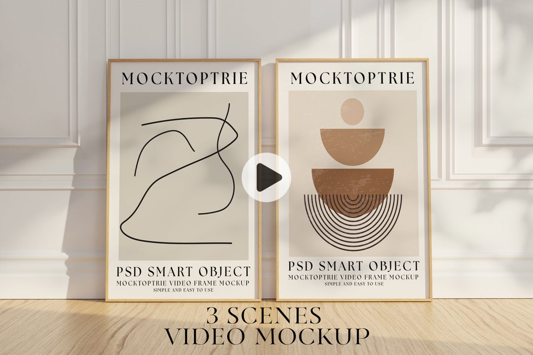 3 Scenes Video 4 Frame Ratio 80x53, Animated Frame Mockup, PSD Smart ...