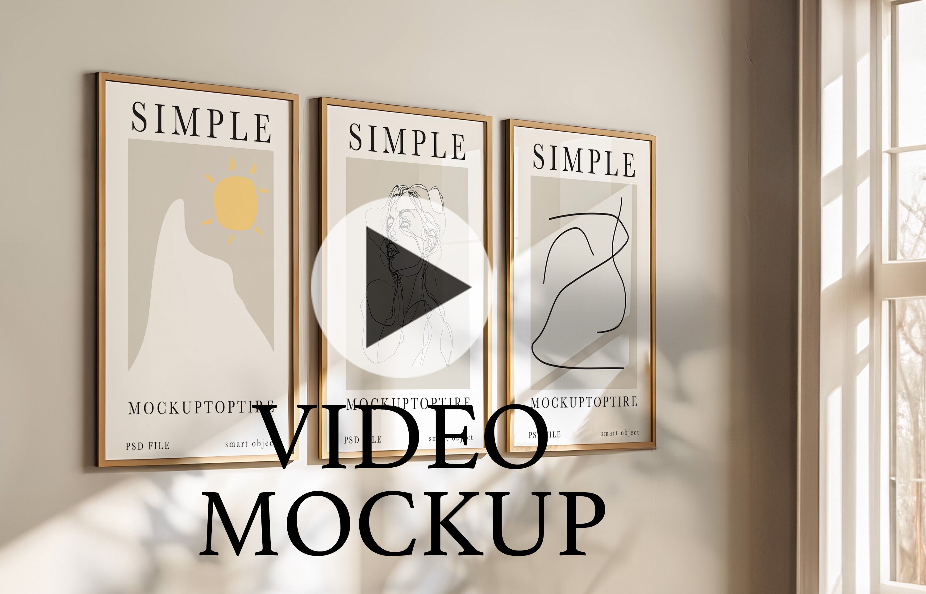 Three Frame Video Mockup, Animated Frame Mockup, Smart Object, PSD ...