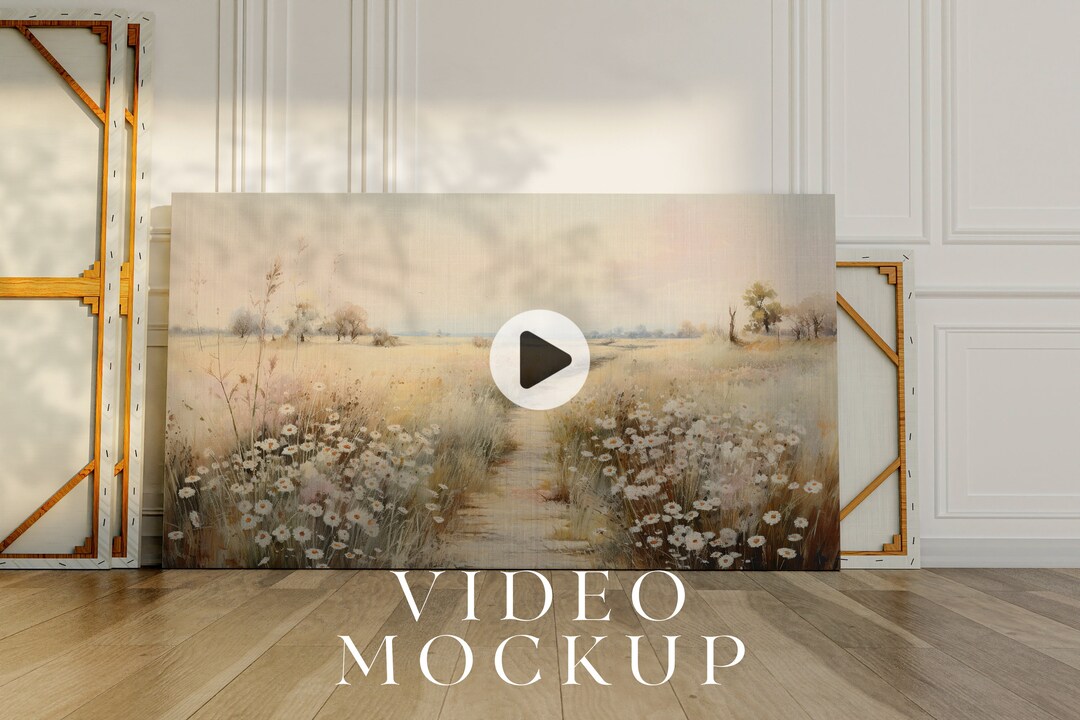 Video Canvas Frame 16:9 Mockup, Animated Frame Mockup, PSD Smart Object ...
