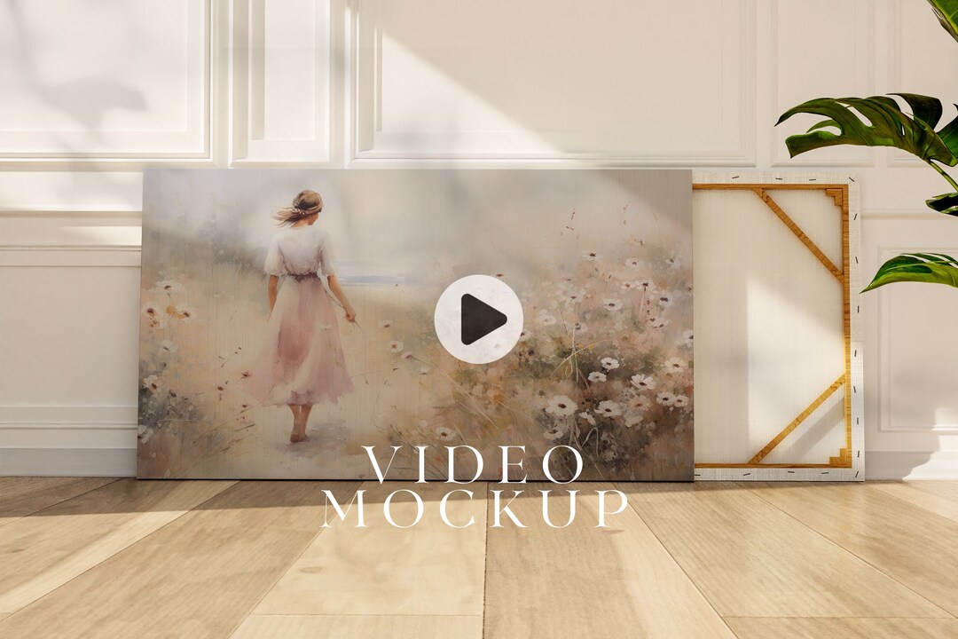 Video Canvas Frame 16:9 Mockup, Animated Frame Mockup, PSD Smart Object ...