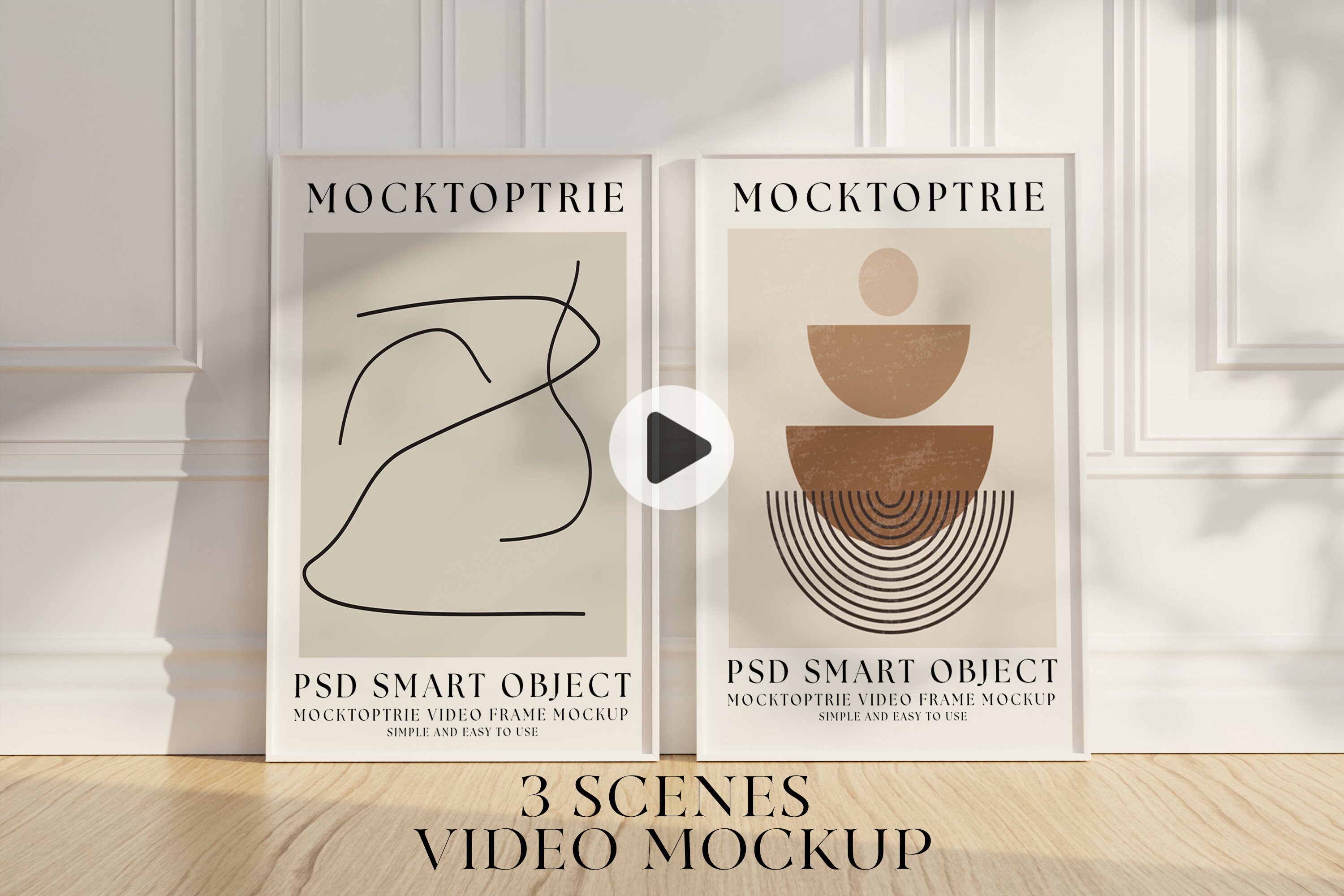 3 Scenes Video 4 Frame Ratio 80x53, Animated Frame Mockup, PSD Smart ...