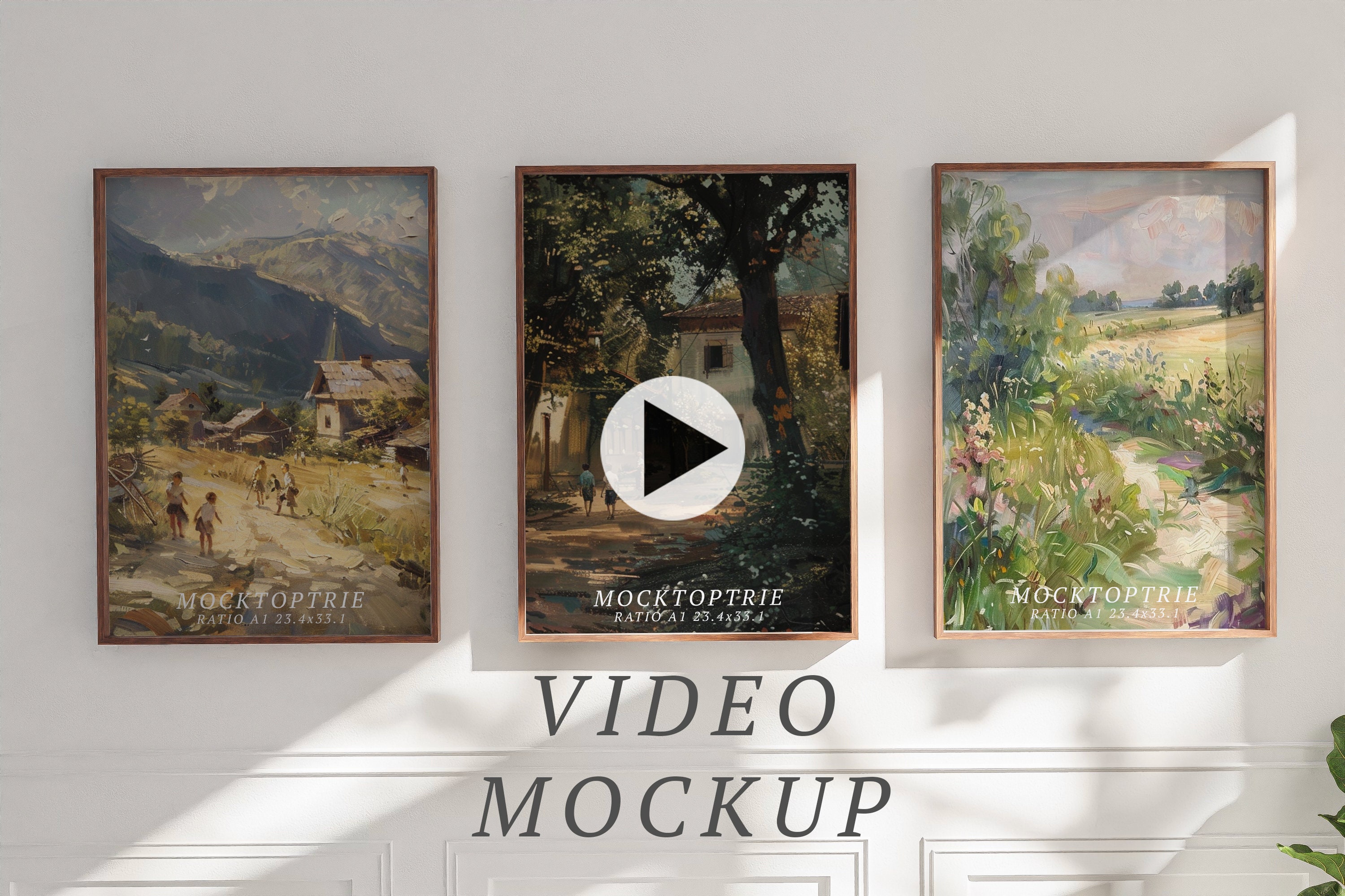Three Frame Video Mockup, Animated Frame Mockup, Smart Object, PSD ...