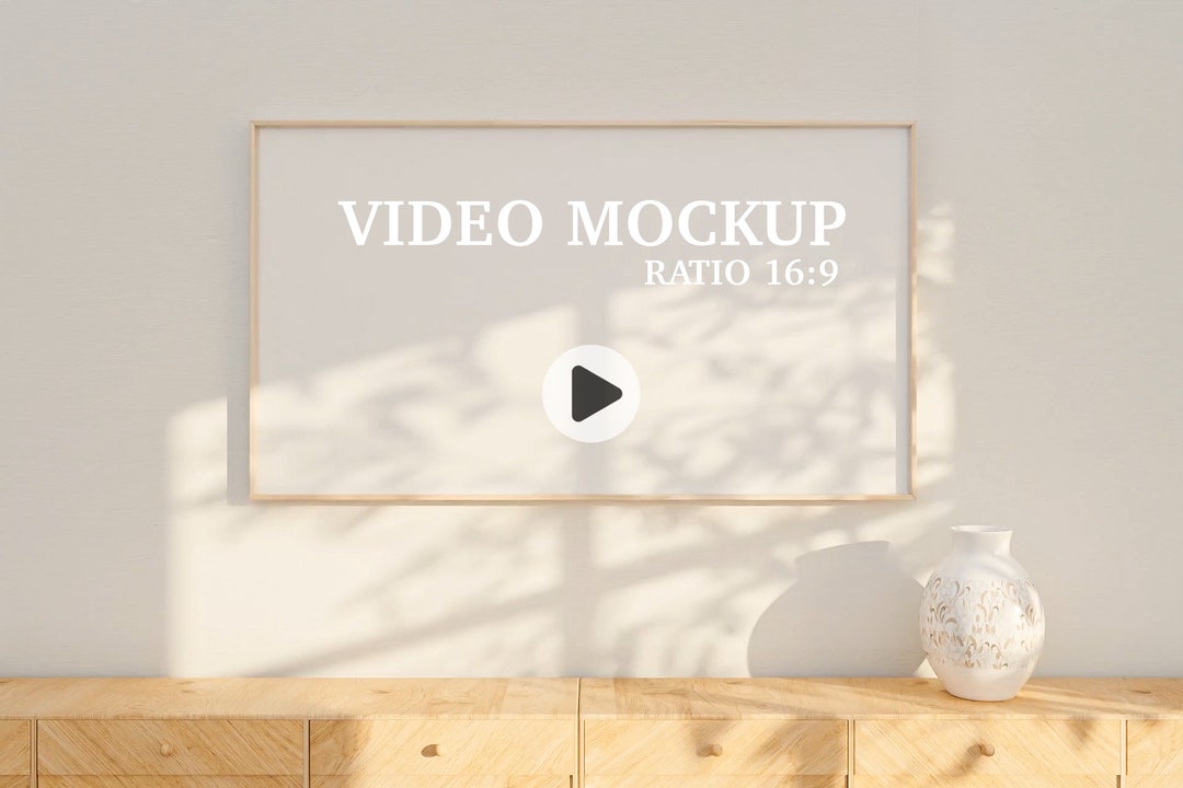16:9 Video Frame Mockup, PSD Smart Object, Vertical Frame Mockup, Wall ...
