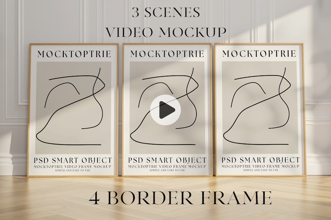 3 Scenes Video 4 Frame Ratio 80x53, Animated Frame Mockup, PSD Smart ...