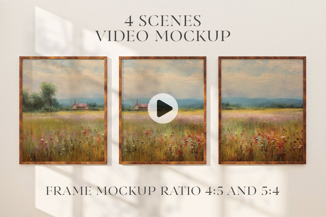 4 Scenes Video Frame 4x5 and 5x4 Mockup, Animated Frame Mockup, PSD ...