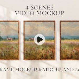 4 Scenes Video Frame 4x5 and 5x4 Mockup, Animated Frame Mockup, PSD ...